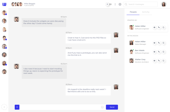 Wire A - Alpine JS and Bulma Chat HTML Template - cssninja.io