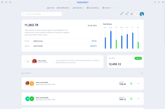Tempest - Alpine and Bulma Dashboard HTML template - cssninja.io