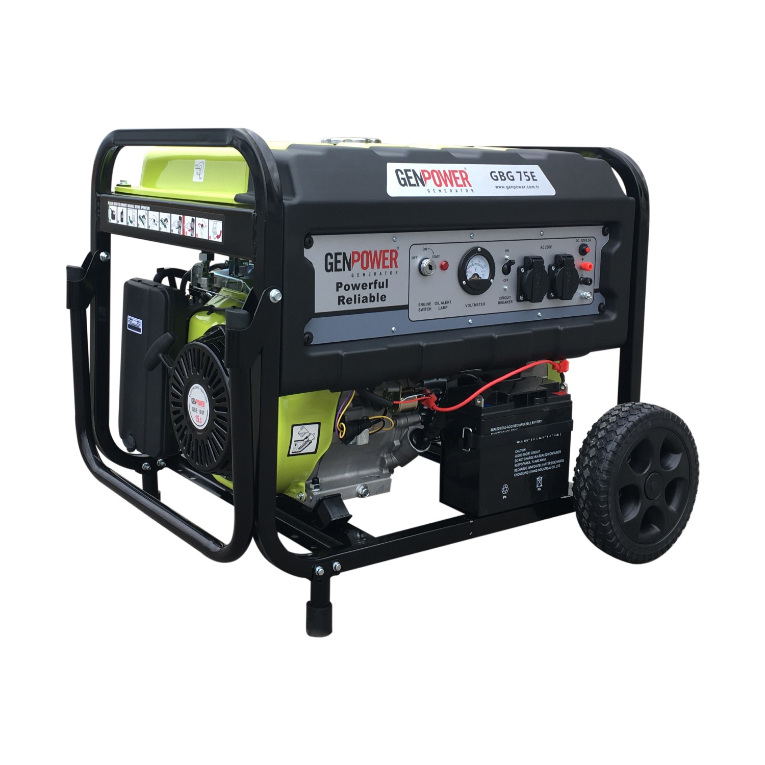 Genpower Gbg 75 E 7,5 Kva,benzinli,ipli/marşlı tekerlekli,monofaze Portatif Jeneratör - powerexa