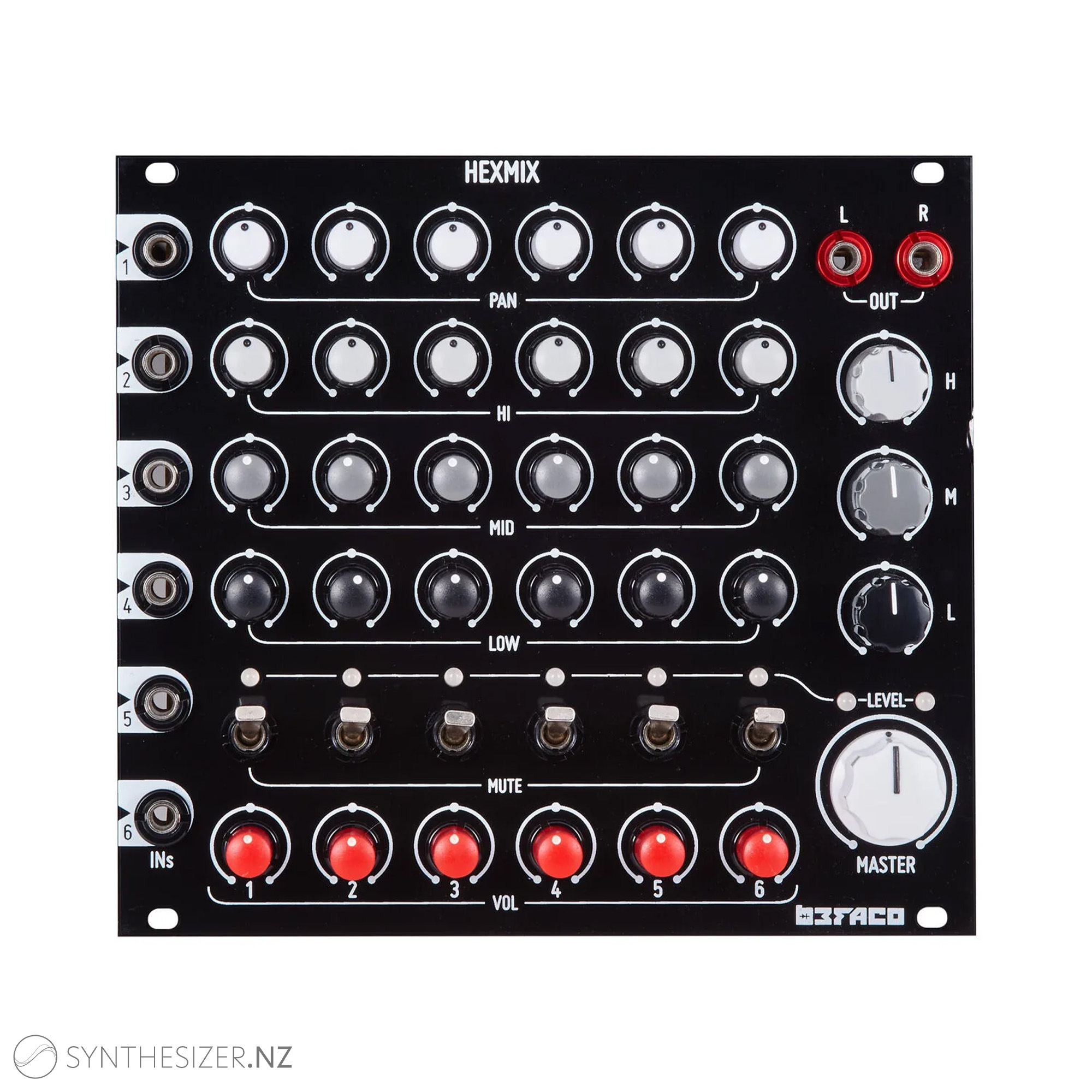 Hexmix System is a 6 channel performance mixer designed for Eurorack ...