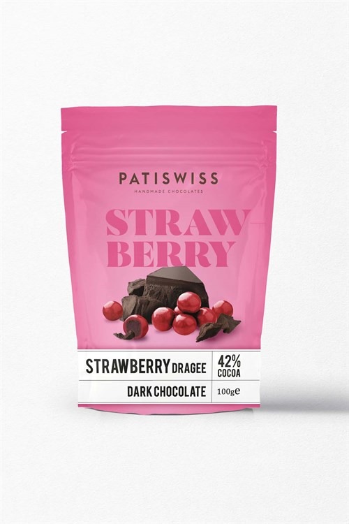 Patiswiss Red Strawberry Dragee Covered With Dark Chocolate 100 g / 3.5 ...